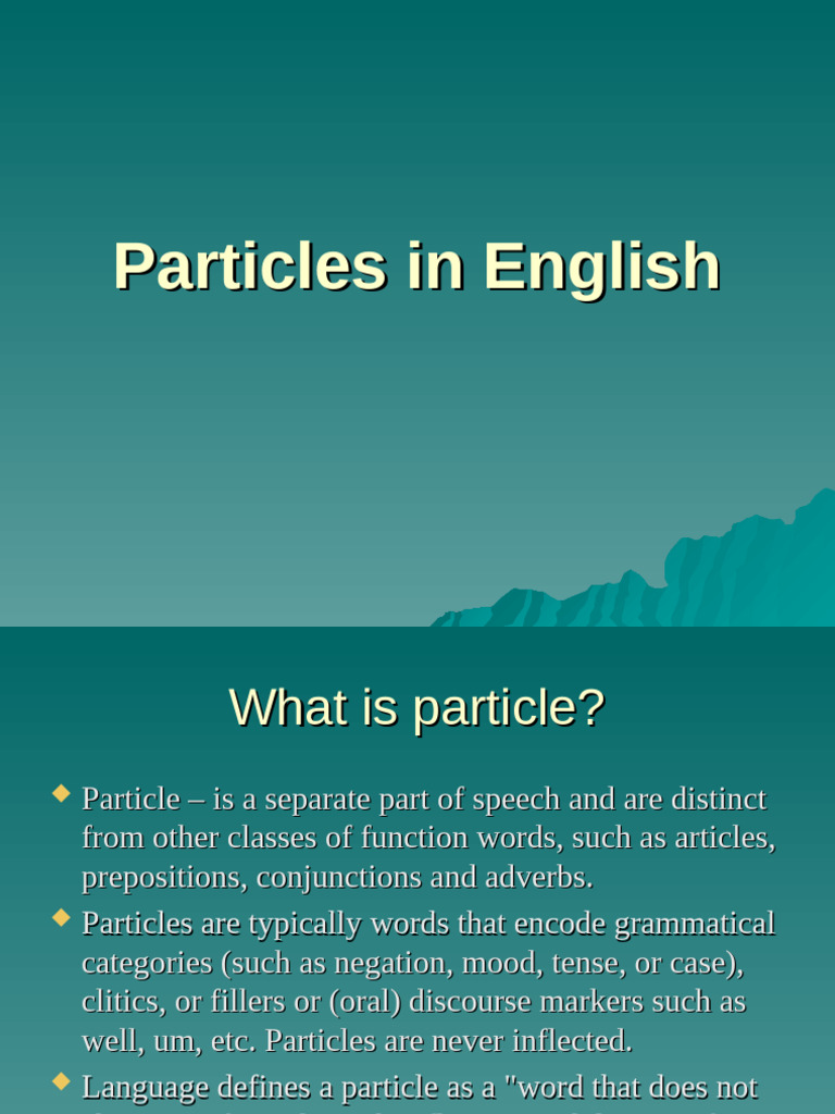 Particles in English | PDF