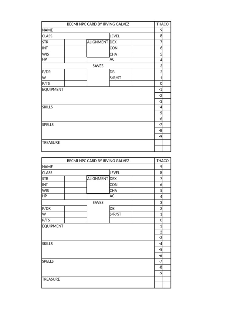 Basic NPC Card | PDF