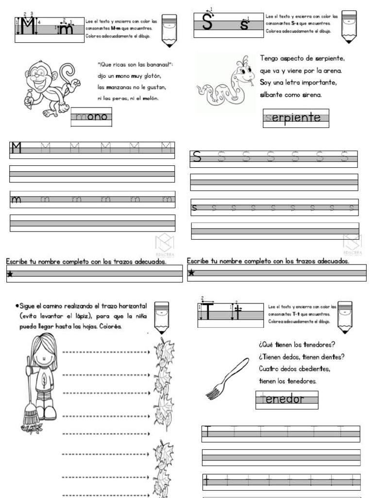 Cartilla Letras M-T-S | PDF