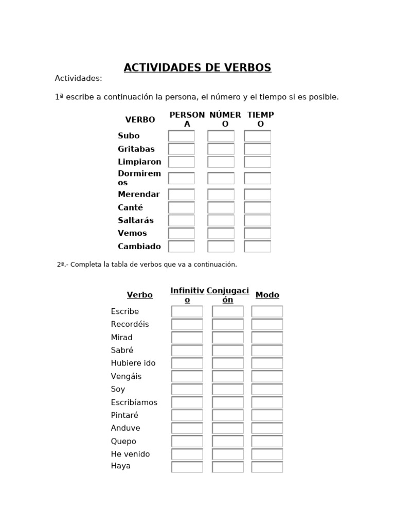 Actividades de Conjugación Verbal | PDF | Verbo | Mecánica del lenguaje