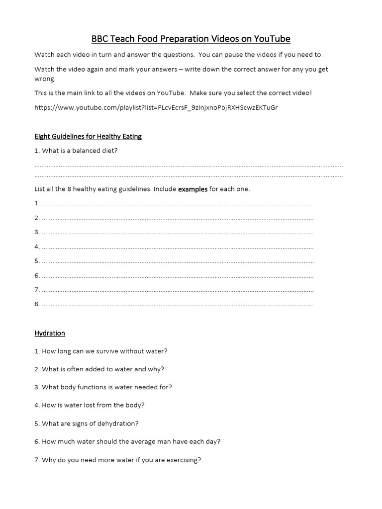 KS3 Food Preparation Guidelines | PDF | Cooking | Food And Drink ...
