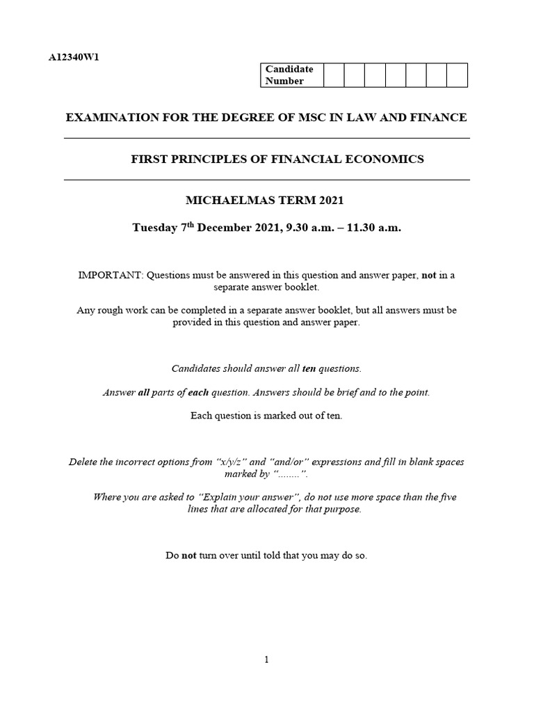 (Examp) A12340w1 2021 2022 M | PDF | Money | Economics