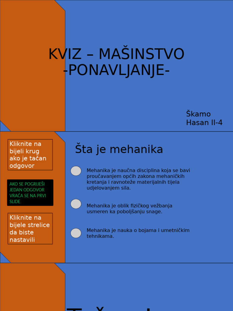 Kviz - Mašinstvo | PDF