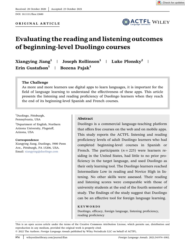 Duolingo Reading & Listening Outcomes 2023 | PDF | Second Language ...