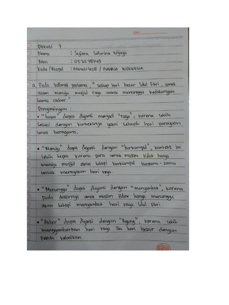 Diskusi 7 B.Indonesia | PDF