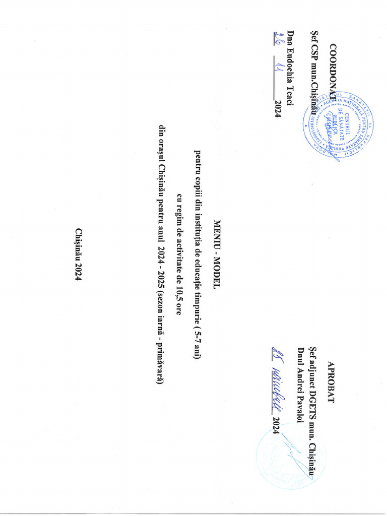 Meniu Unic Gradinite | PDF