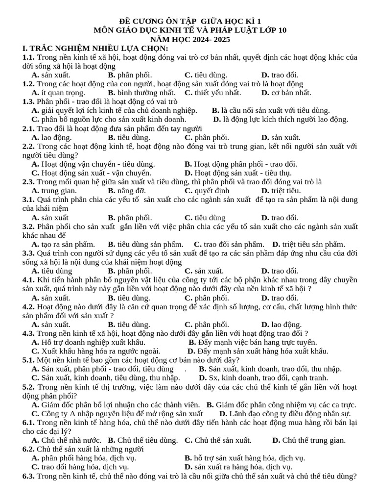 GDKT&PL 10 de Cuong gk1 | PDF