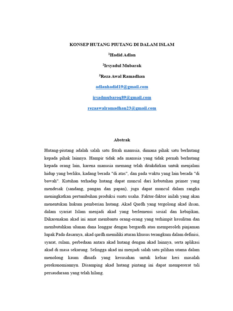 KONSEP HUTANG PIUTANG DI DALAM ISLAM Semi Fix | PDF