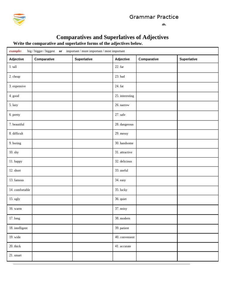Comparatives Superlatives Worksheet With Answers | PDF | Adverb | Adjective