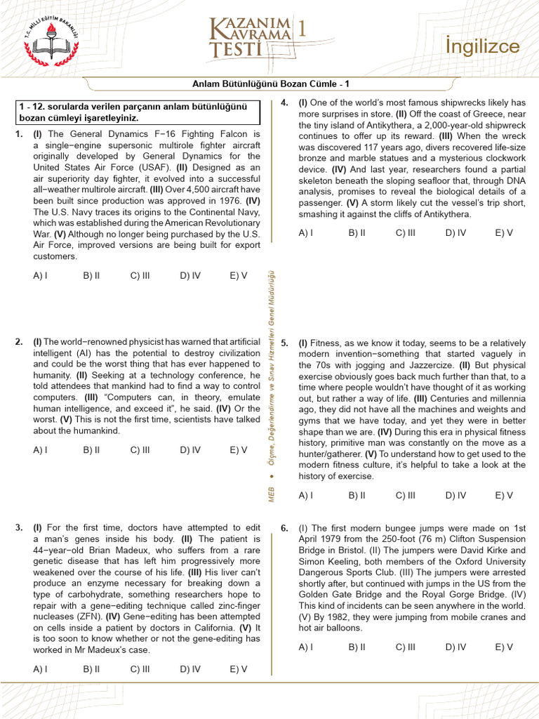Meb Ydt Sorulari 1 | PDF | Depression (Mood)