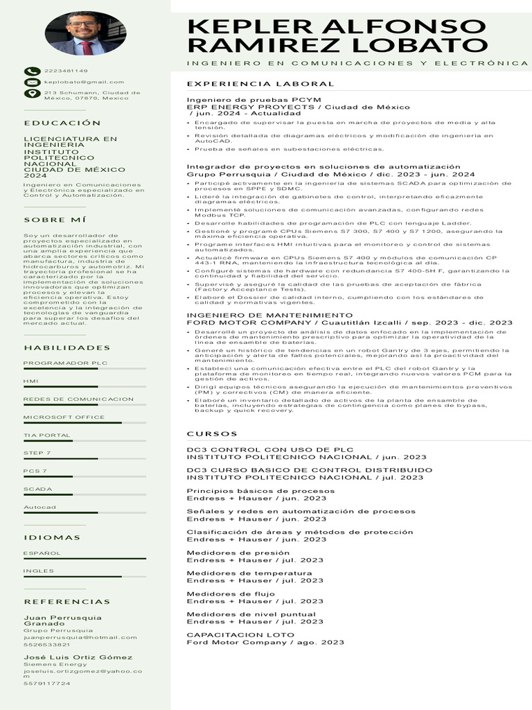 CV Kepler Alfonso Ramirez Lobato | PDF | Scada | Ciencias de la Computación