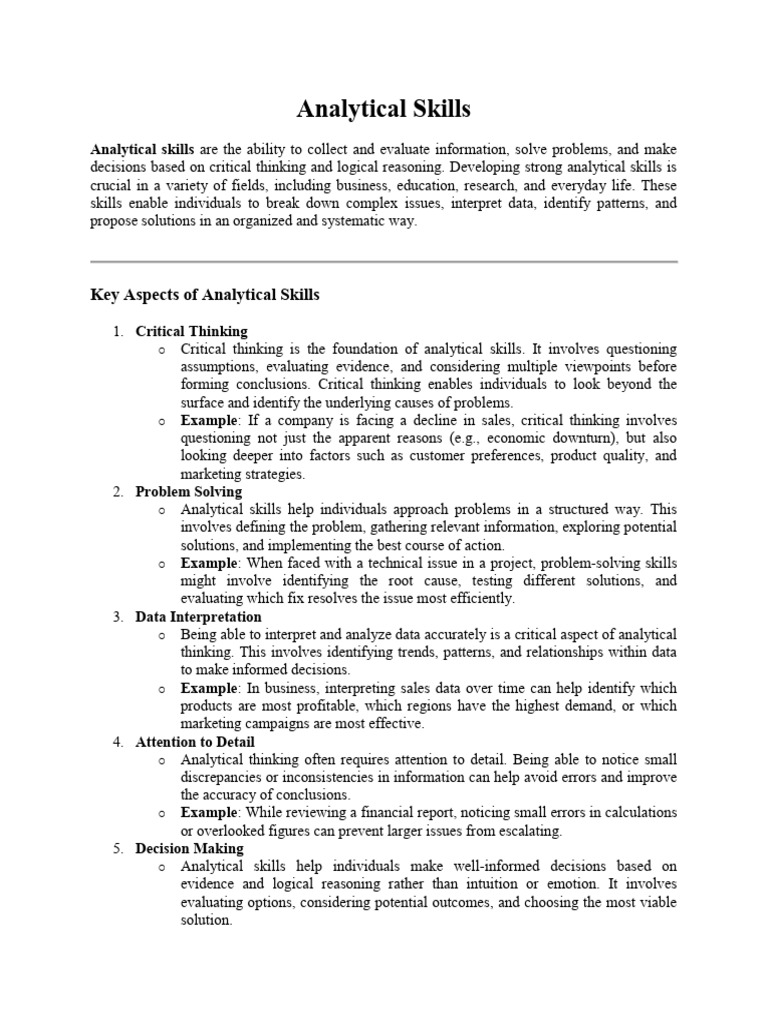 Analytical Skills | PDF | Critical Thinking | Thought
