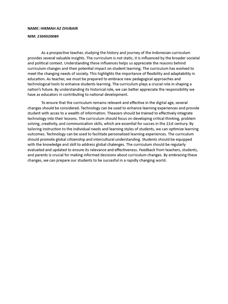 Evolving Indonesian Curriculum Insights | PDF