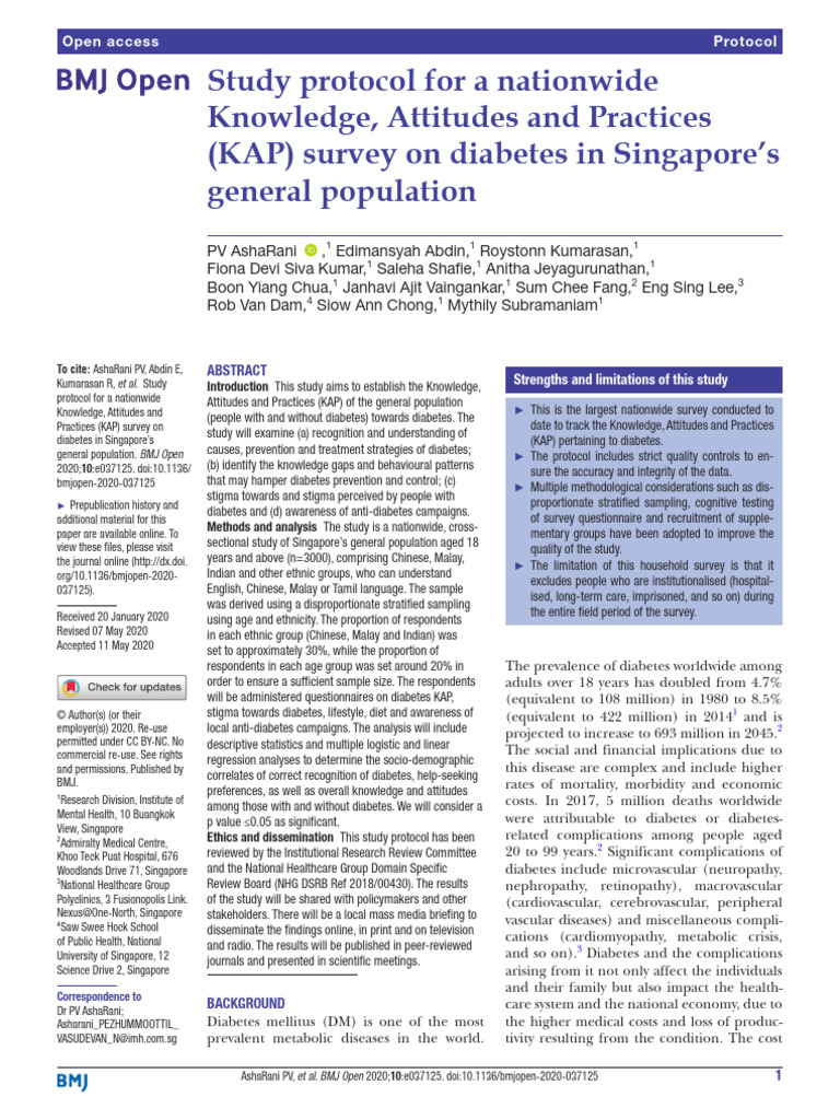 Study Protocol KAP Nutrition | PDF | Sampling (Statistics) | Diabetes