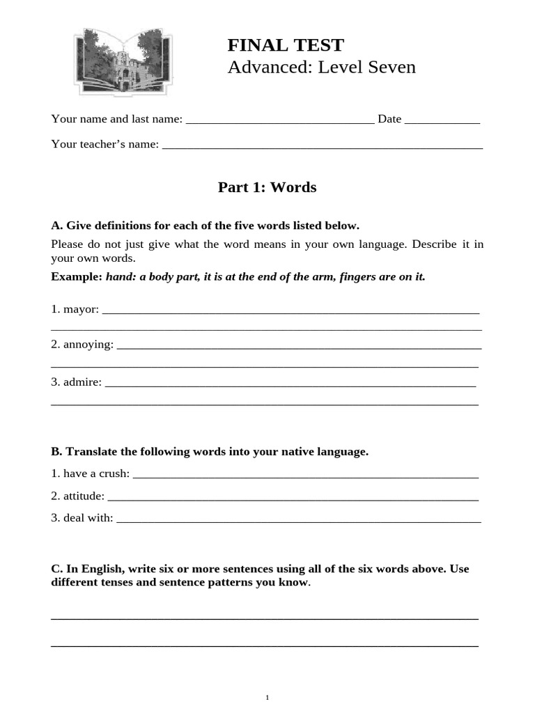 ESL-test-Nivelul 7 | PDF | English Language | Applied Linguistics