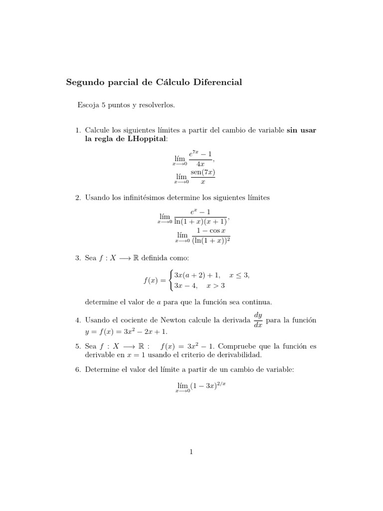 Segundo Parcial de Calculo Diferencial | PDF