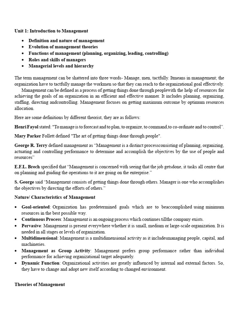 POM - Unit 1 | PDF | Leadership | Motivation