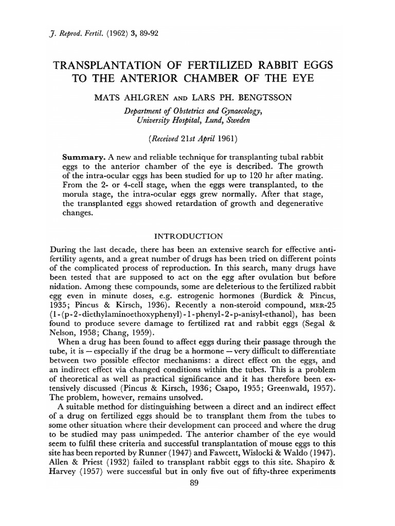 1962 Mats Ahlgren and Lars Bengtsson - Transplantation of The ...