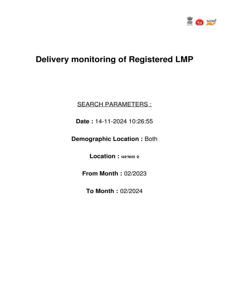 Delivery Monitoring of Registered LMP - 1731560216242 | PDF | Maternal ...