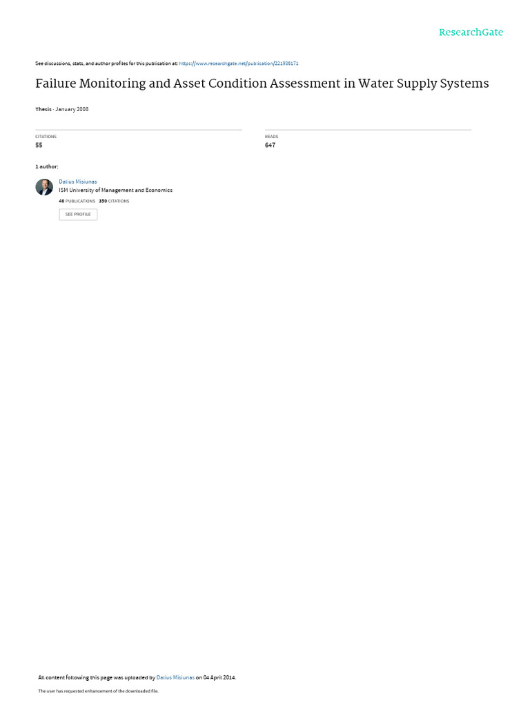 Failure Monitoring and Asset Condition Assessment | PDF ...