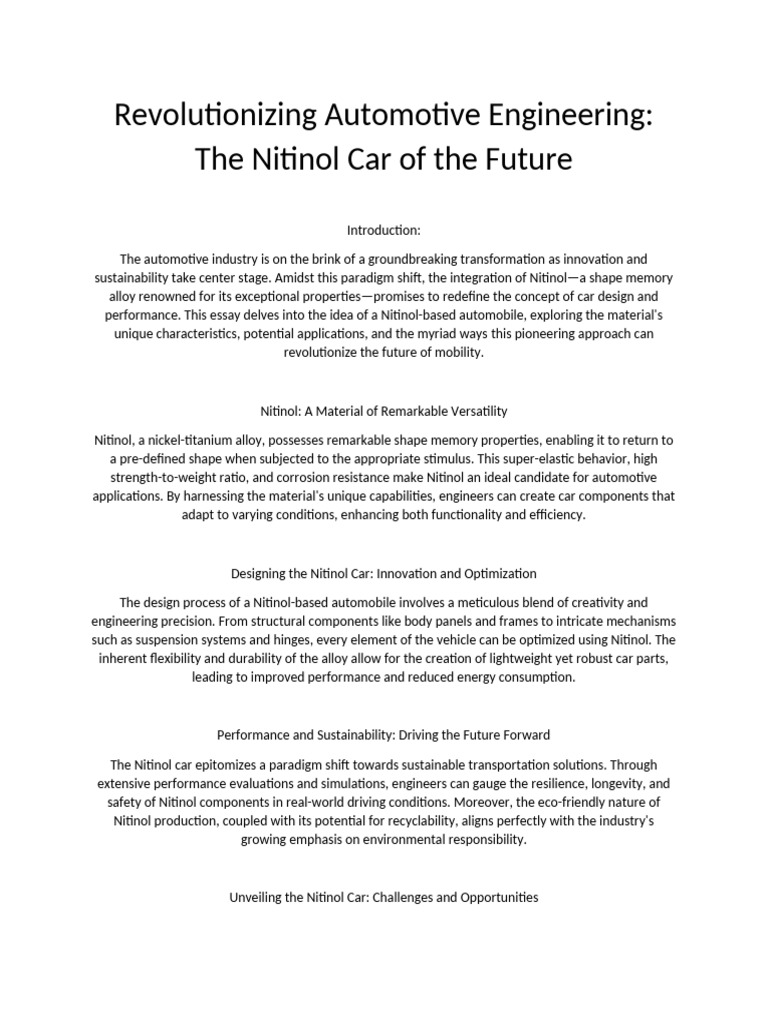 Revolutionizing Automotive Engineering | PDF | Sustainability | Innovation