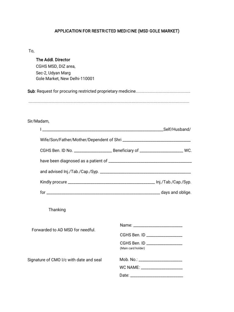 Application For Restricted Medicine New | PDF