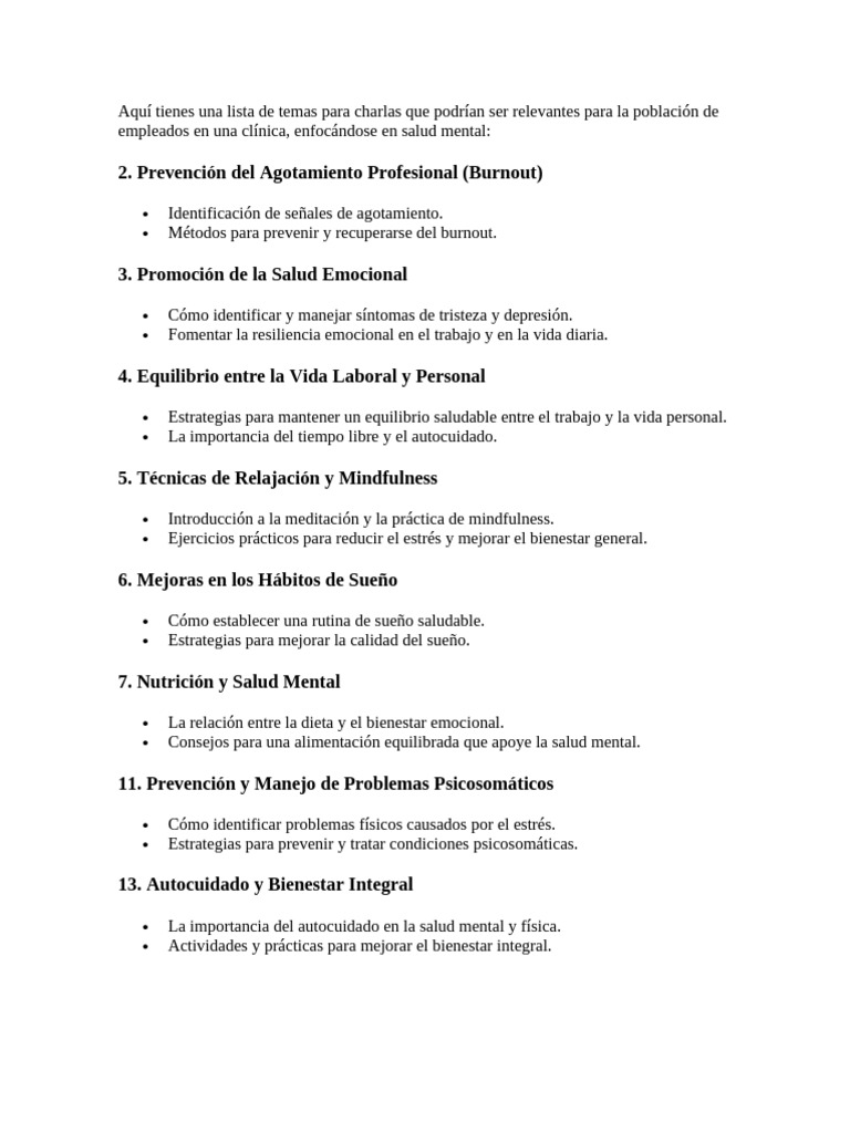 Temas de Charlas | PDF