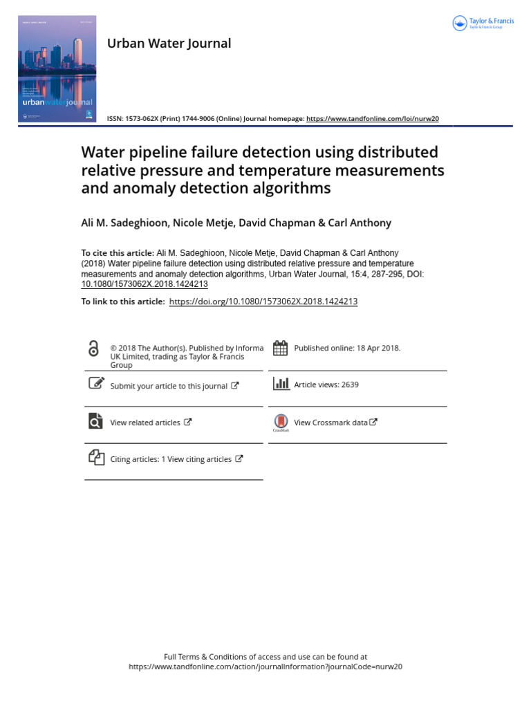 Water Pipeline Failure Detection Using Distributed Relative Pressure and Temperature ...