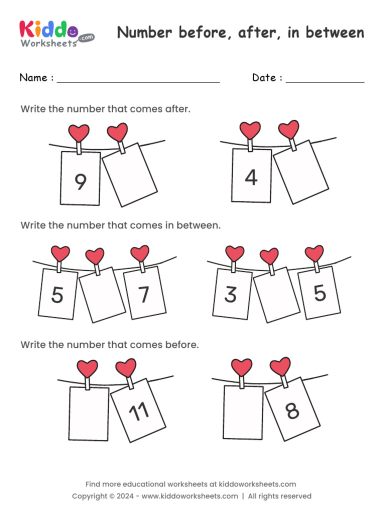 Number Before and After Worksheet | PDF