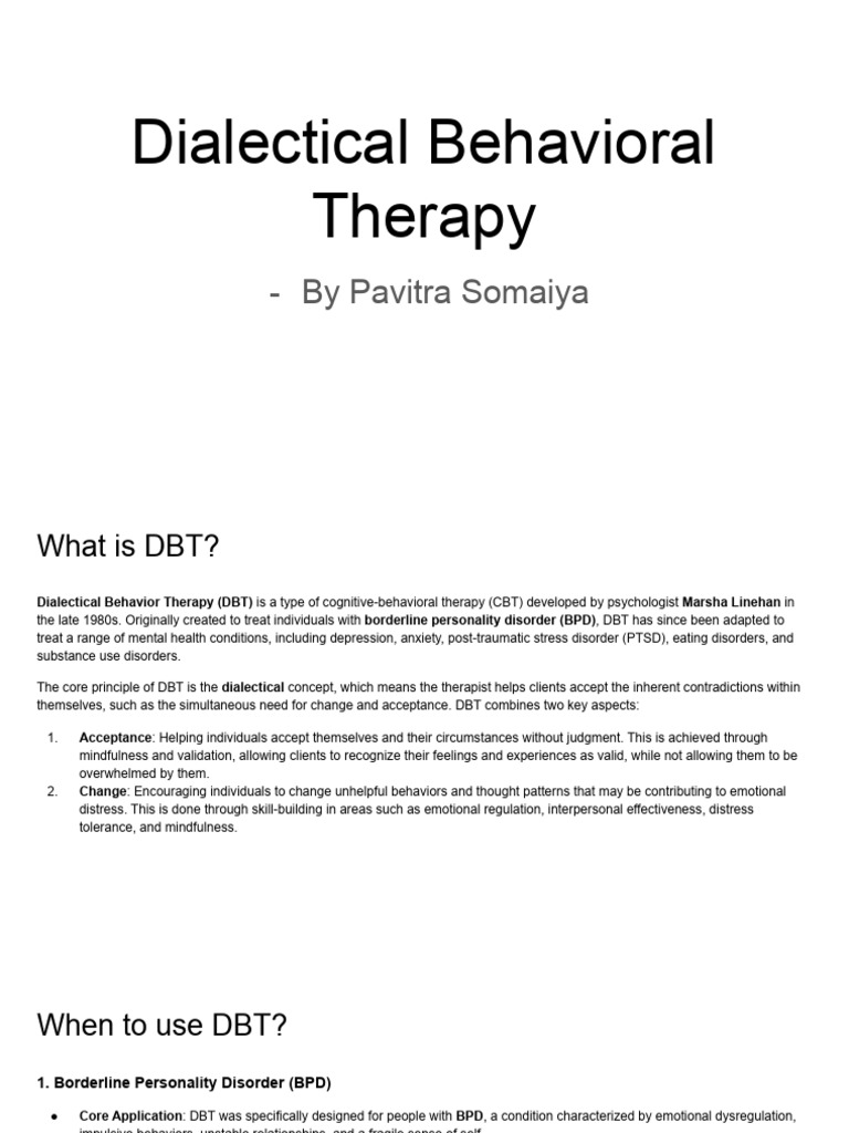 DBT Slides | PDF | Dialectical Behavior Therapy | Borderline ...