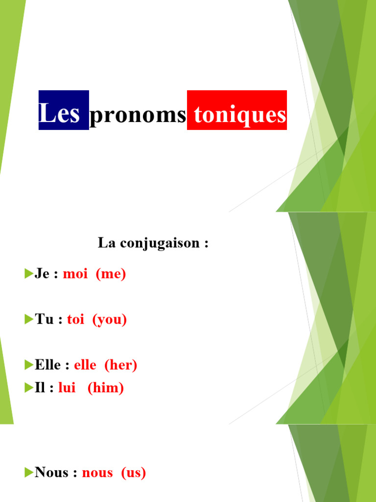 Les pronoms toniques en français | PDF