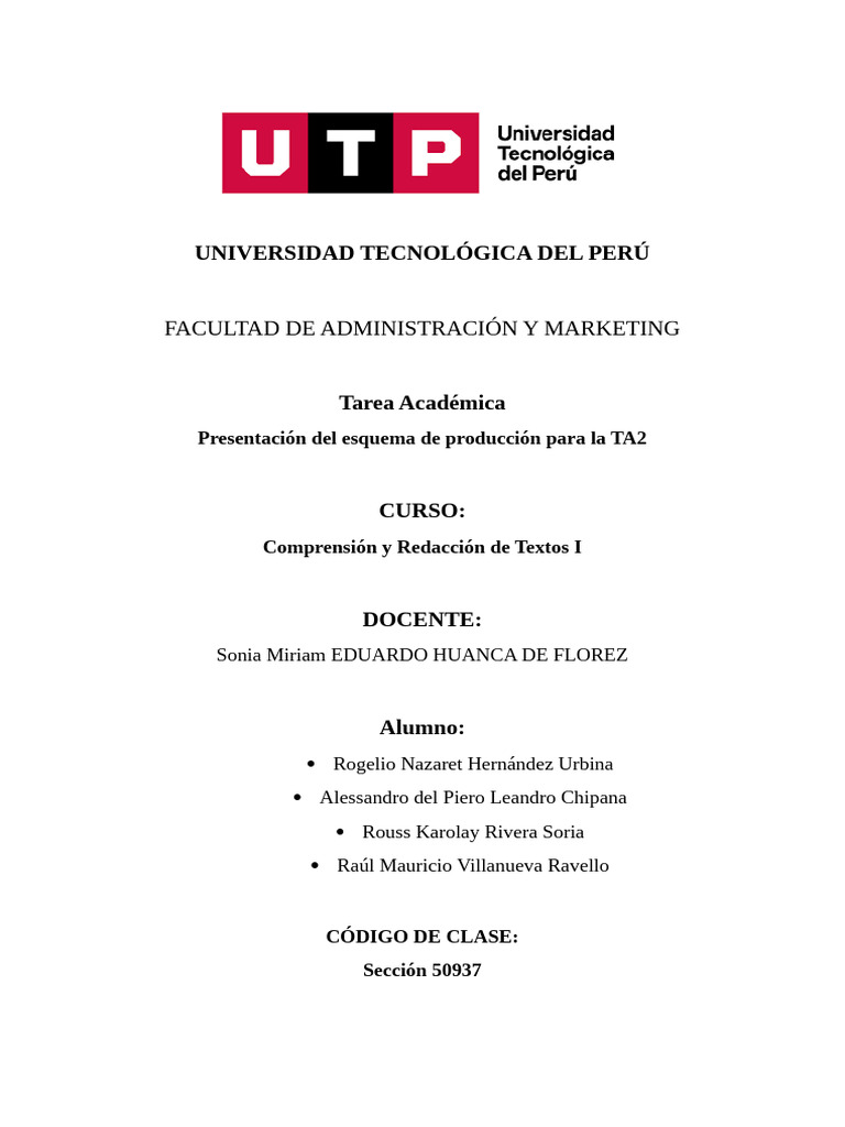 Presentación Del Esquema de Producción para La TA2. | PDF