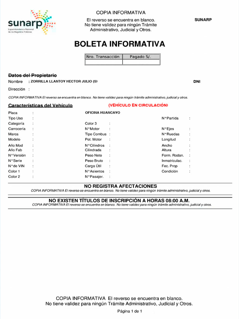 BOLETA INFORMATIVA w1v277 | PDF