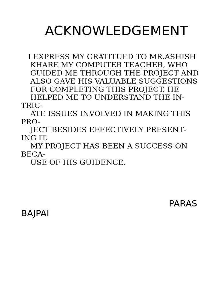 Acknowledgement Cs1 | PDF