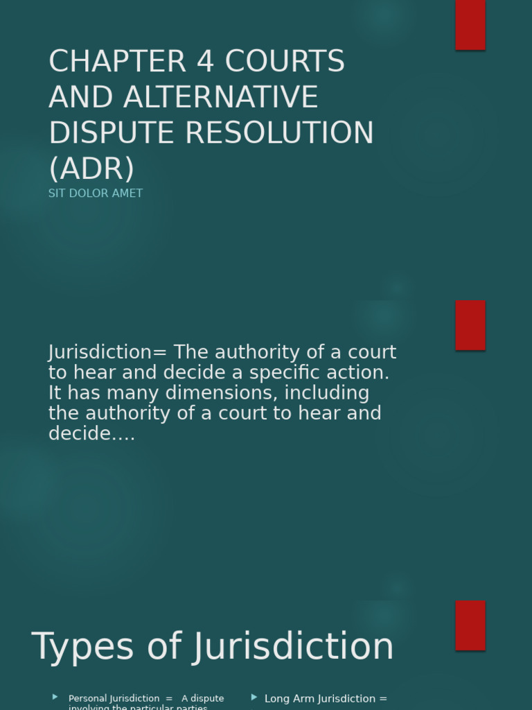 POWERPOINTchapter 4 Courtsand ADR | PDF | Complaint | Alternative ...