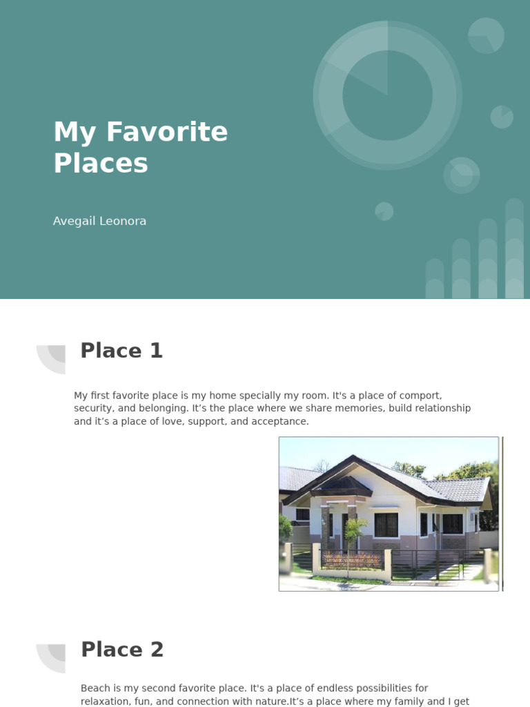 My Favorite Places: Home and Beach | PDF