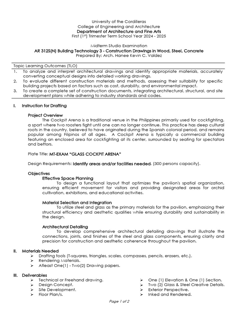 AR 312SN BT3 Midterm Examination Block B | PDF