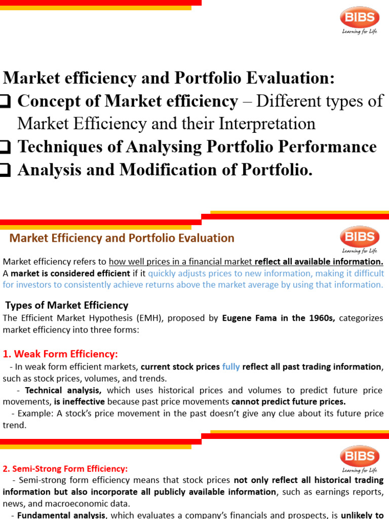 Unit IX Market Efficiency and Portfolio Evaluation | PDF | Efficient Market Hypothesis ...