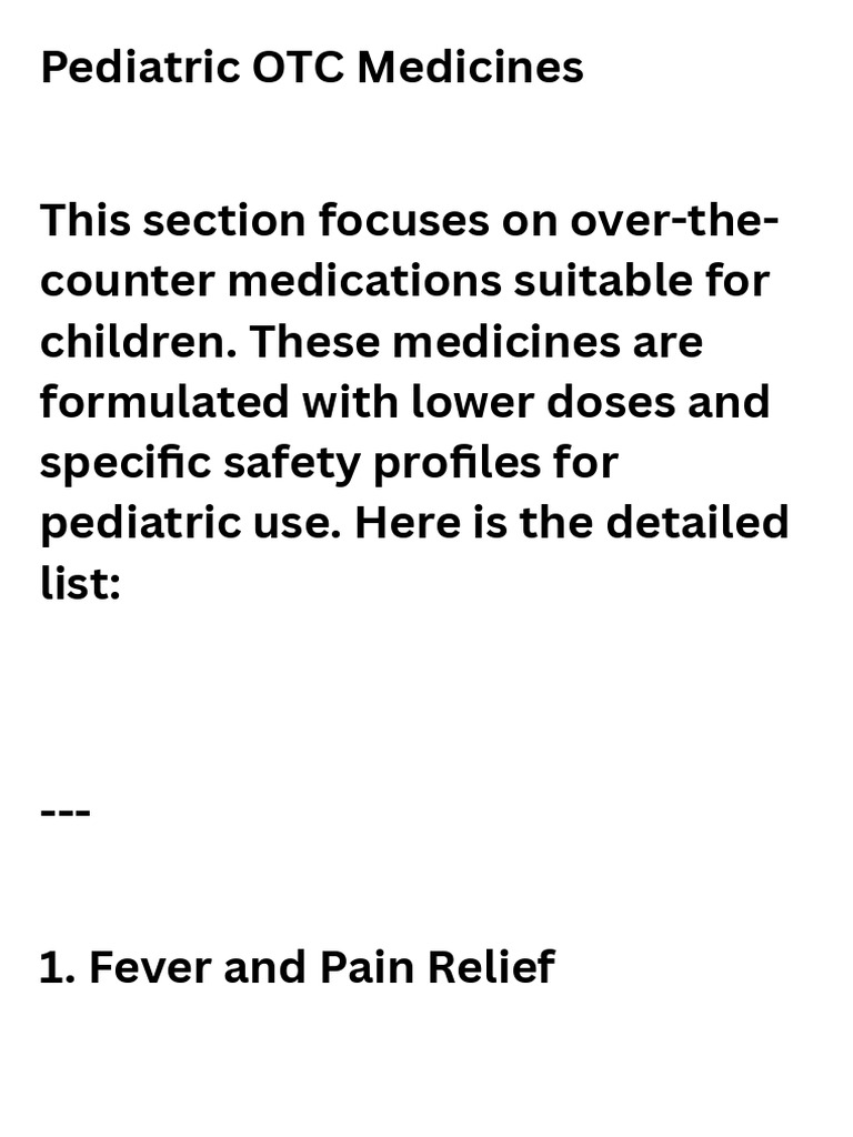 Pediatric OTC Medicine Dosage Guide | PDF | Clinical Medicine | Medical ...