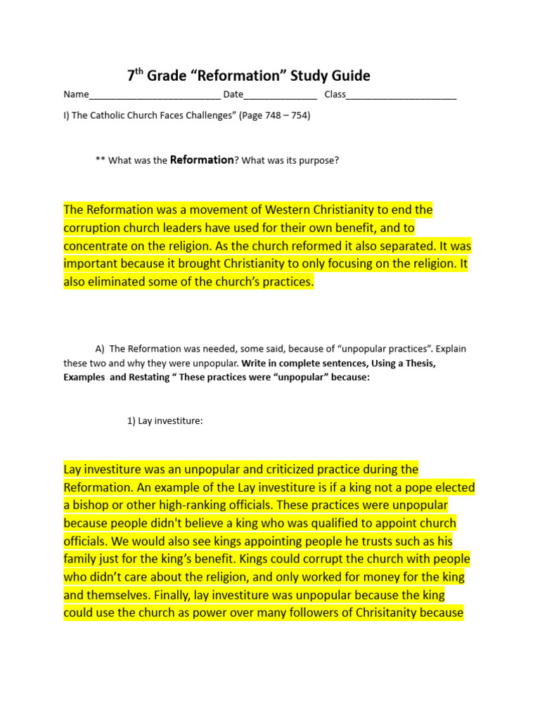 Reformation Study Guide | PDF | Martin Luther | Indulgence
