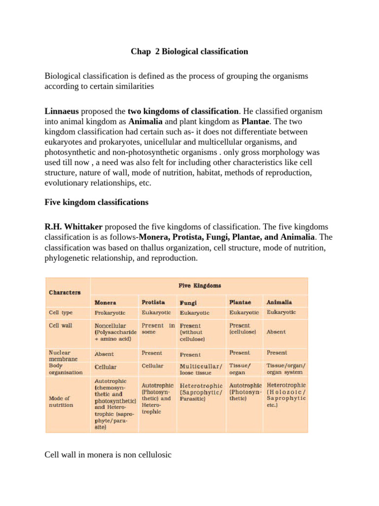 CH 2 Biological Classification | PDF | Fungus | Protozoa