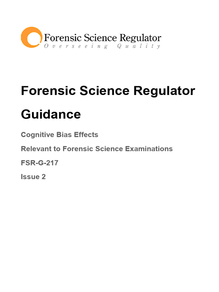 217 FSR-G-217 Cognitive Bias Appendix Issue 2 | PDF | Bias | Forensic ...