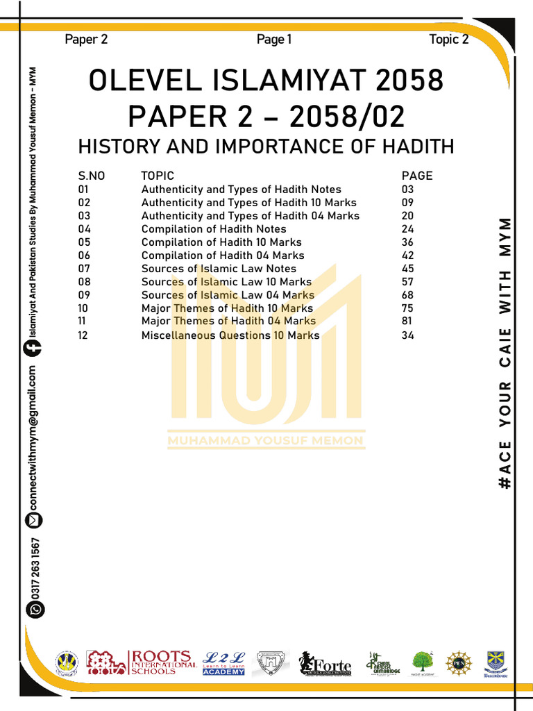 History and Importance of Hadith Notes and Solved Past Papers 2023-24 ...