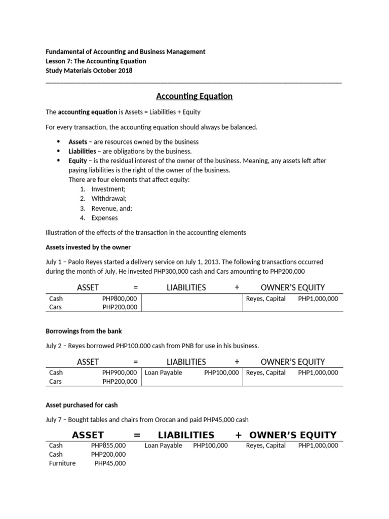 Fundamentals of Accounting Lesson 7 To 9 | PDF | Debits And Credits ...