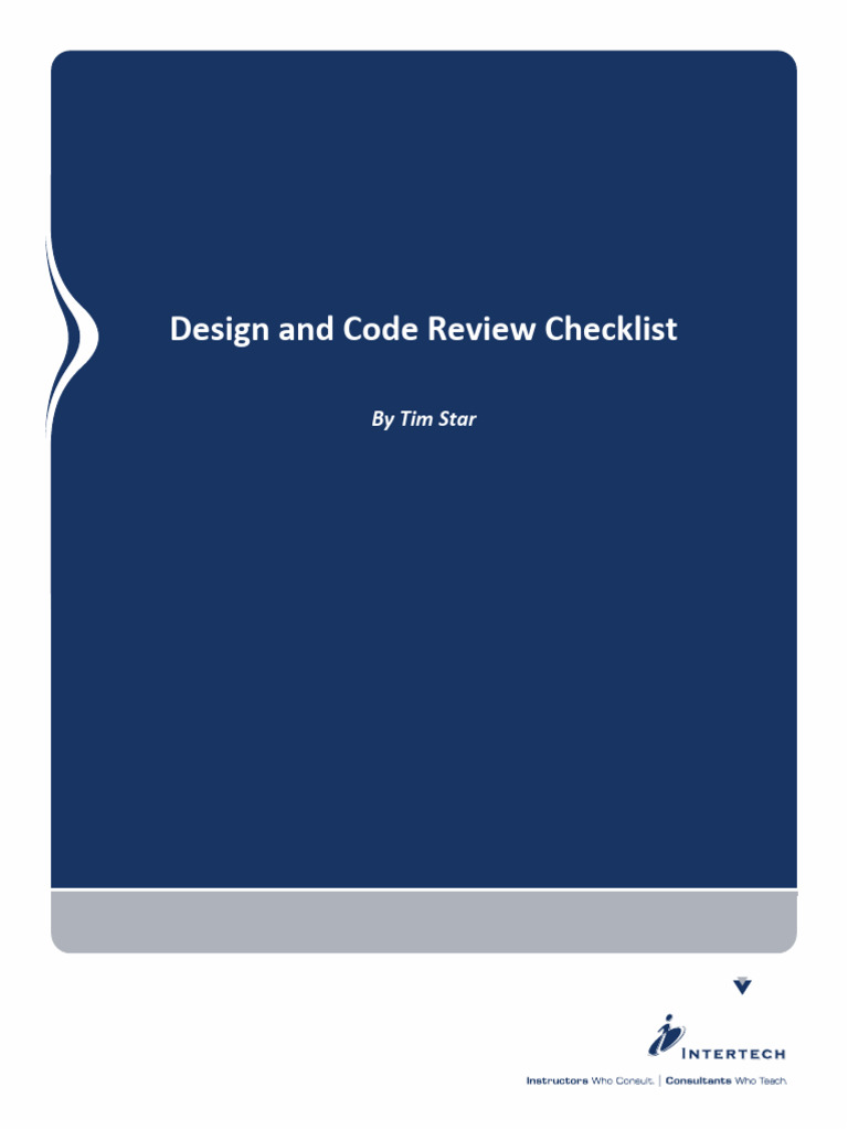 Design and Code Review Checklist: by Tim Star | PDF | Class (Computer ... Design and Code Review Checklist: by Tim Star | PDF | Class (Computer ...