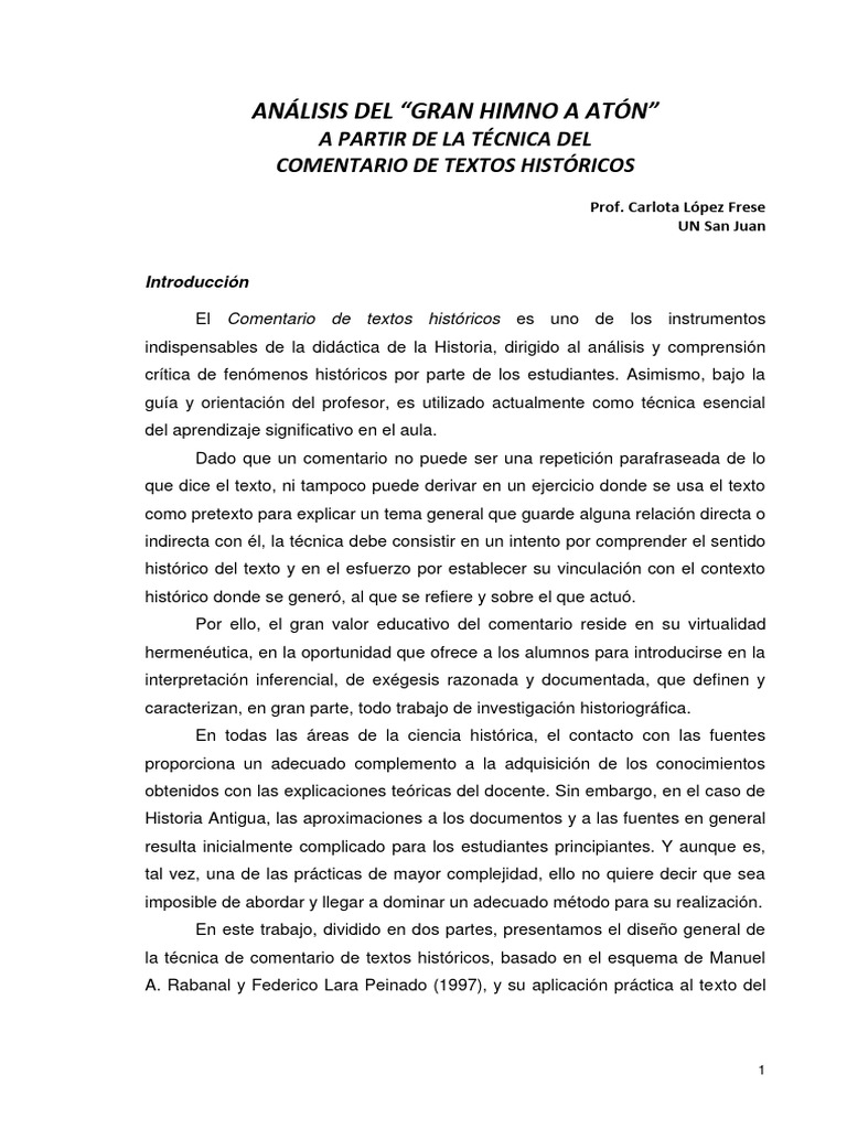 Analisis Del Gran Himno A Aton A Partir | PDF | Akhenaton