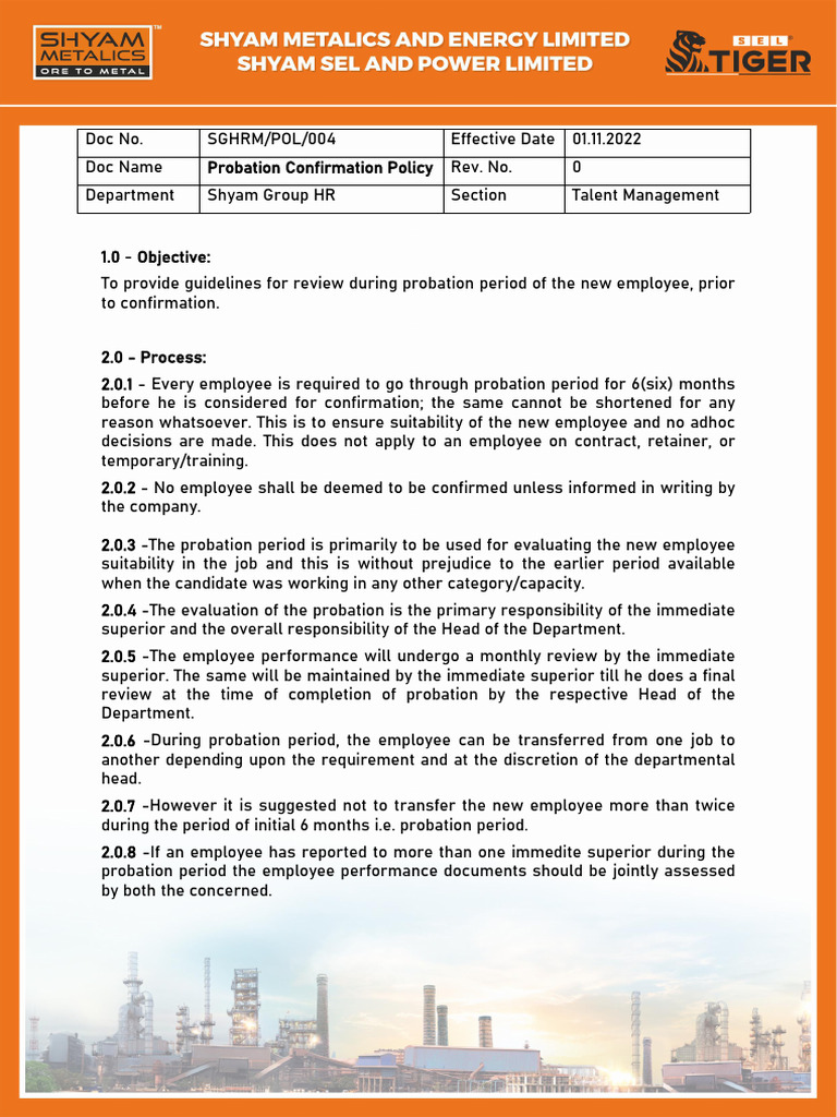Probation Confirmation Policy Guidelines | PDF | Employment