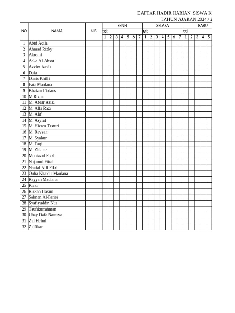 Absensi Harian | PDF