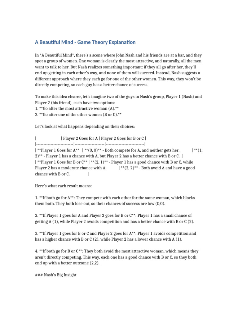Game Theory in A Beautiful Mind | PDF | Psychology | Cognition