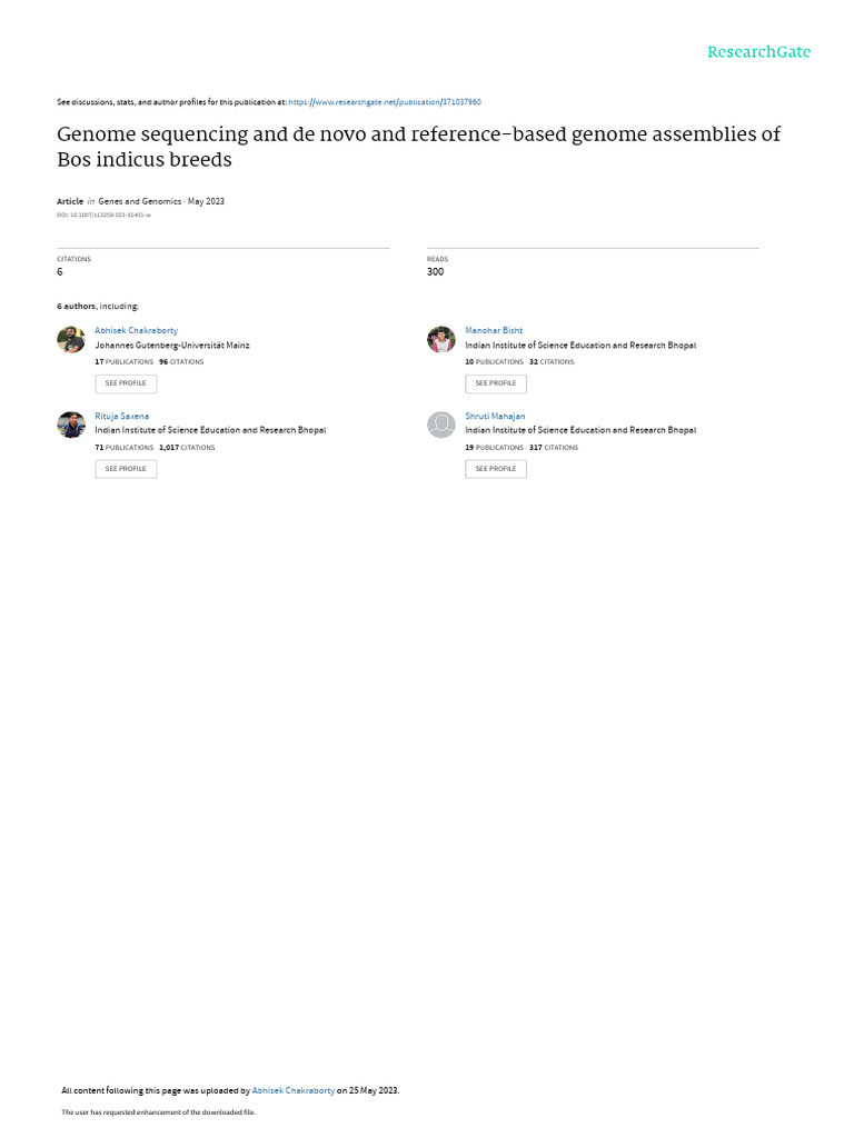 2023 Genome Sequencing and de Novo and Reference-Based Genome ...